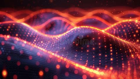 Dynamic 3d Visualization Of Data Flow With Vibrant Red And Blue Lights Stock Illustration