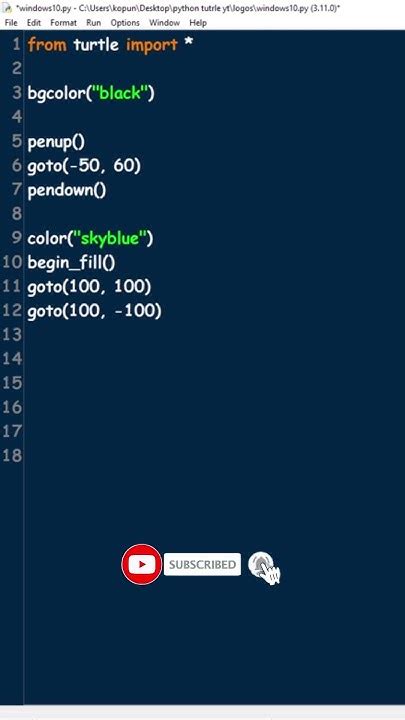 Windows 10 Logo In Python Turtle Module Short Shorts Pythonturtle