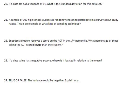 Solved If A Data Set Has A Variance Of What Is The Chegg Com