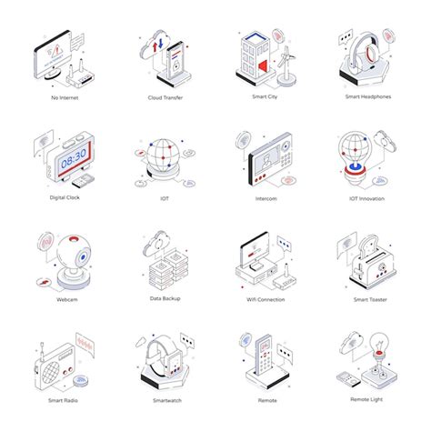Premium Vector Set Of Internet Isometric Icons