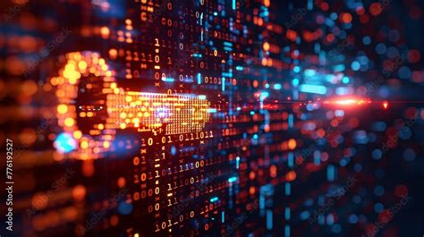 Cybersecurity Software Logo Combining A Binary Code Stream And A Key For Secure Data Access
