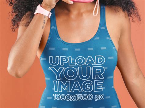 Placeit Swimsuit Mockup Of A Woman Taking A Photo With A Retro