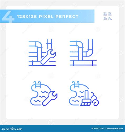 2d Gradient Blue Plumbing Icons Collection Stock Vector Illustration Of Flat Water 290672012