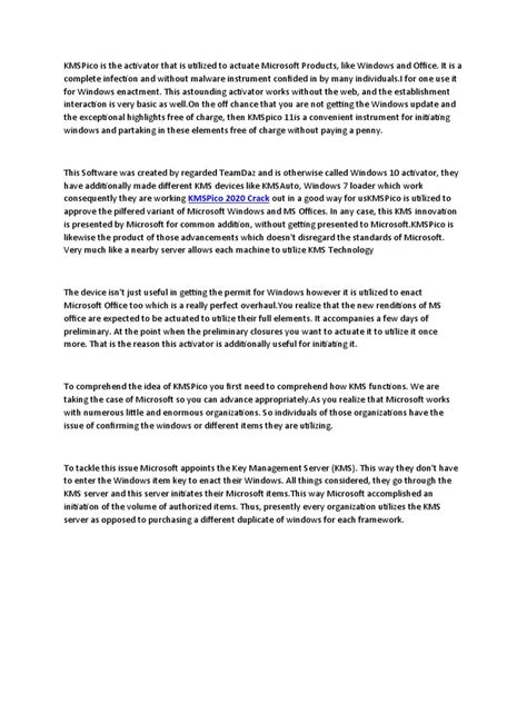 Kms Pico Activator Pdf Microsoft Windows Microsoft