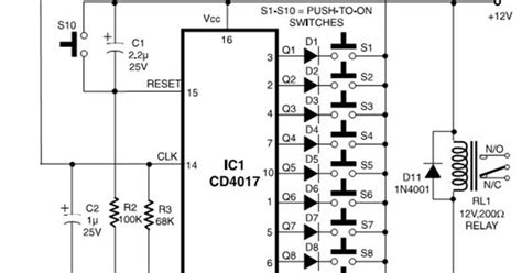 Simple Electronic Code Lock Circuit Diagram