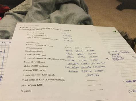 Solved Please Explain The Steps For Solving Moles Of KHP Per Chegg Com