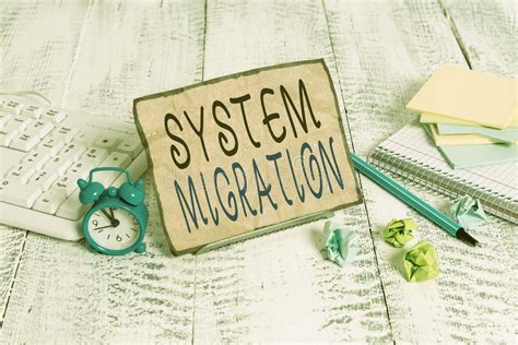 Writing Note Showing System Migration Business Photo Showcasing Moving From The Use Of One