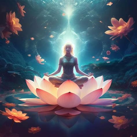 premium photo a woman sitting in lotus position on a lotus flower