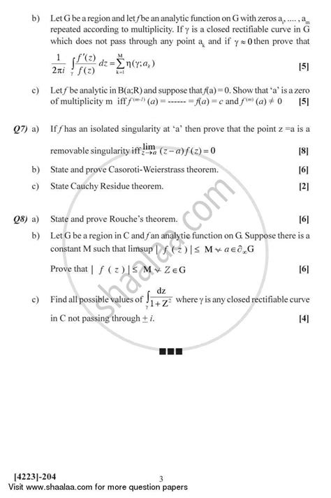 Complex Analysis 2012 2013 Msc Mathematics Semester 2 Question Paper