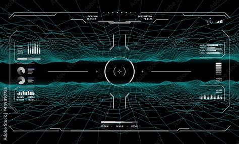 HUD Target Aim Controls On Futuristic Screen Interface Vector Dashboard Background HUD Target