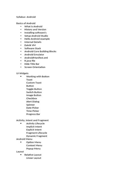Syllabus Android Pdf