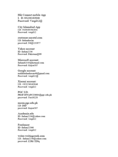 passwords pdf