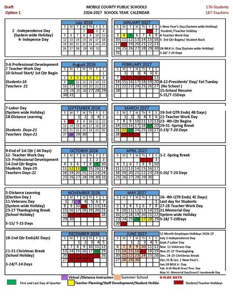 Mobile County Public Schools Release Two Calendar Options For 2026 2027