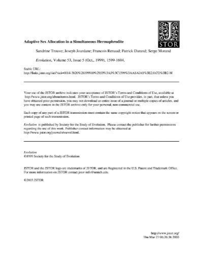 Adaptive Sex Allocation In A Simultaneous Hermaphrodite IRD