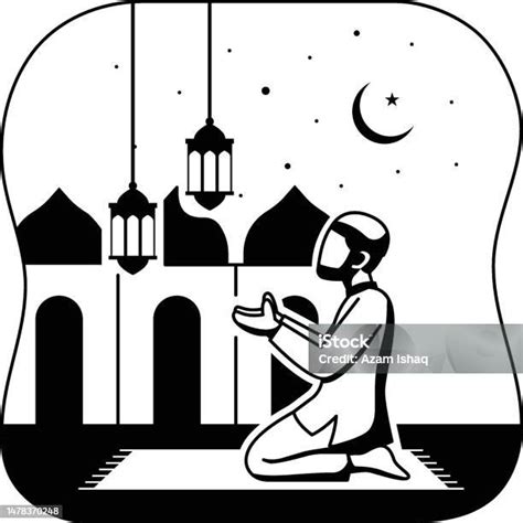 기도 깔개 벡터 아이콘 디자인 라마잔과 이드 알 피트르 상징 이슬람과 무슬림 금식 기호 아랍어 휴일 축 하 스톡 일러스트 두아 개념에서 손 들기 Blessing에 대한 스톡