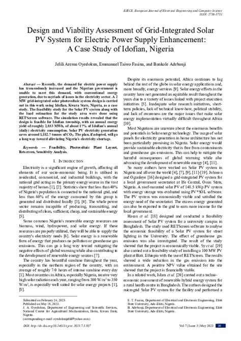 Pdf Design And Viability Assessment Of Grid Integrated Solar Pv