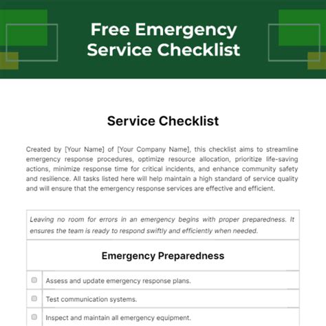 Free Generator Checklist Template To Edit Online