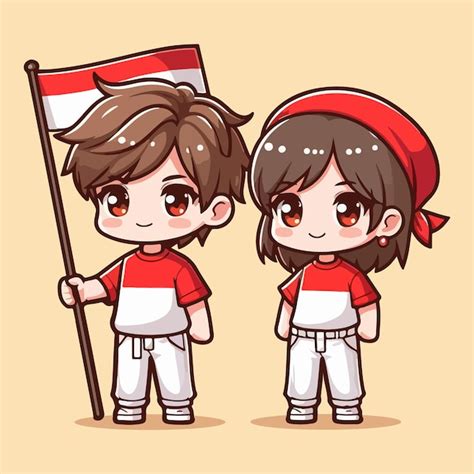 Premium Vector Indonesia Chibi Character Vector With Cream Background