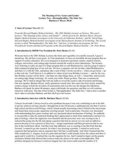The Meaning Of Sex Genes And Gender Lecture Howard Hughes