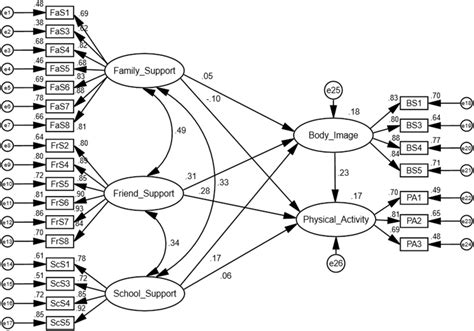 Structural Equation Model With Standardized Coefficients Download Scientific Diagram