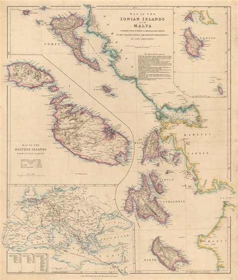 John Arrowsmith Map Of The Ionian Islands And Malta 1844 The Map House