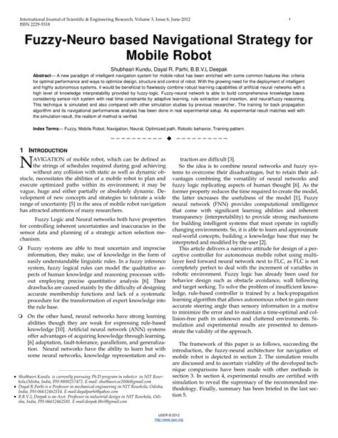 Pdf Fuzzy Neuro Based Navigational Strategy For Mobile Robot