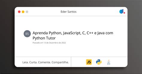 Aprenda Python Javascript C C E Java Com Python Tutor Eder