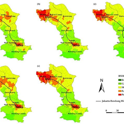 Map Of The Subdistrict Scale Rsei Levels A 2000 B 2005 C 2010