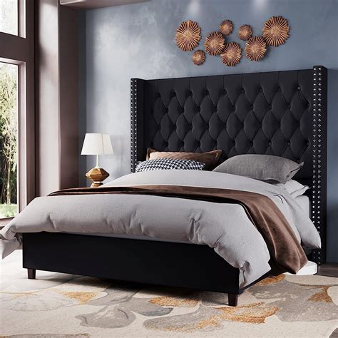 Jocisland Velvet Upholstered Bed Frame King Size 614 Tall Headborad