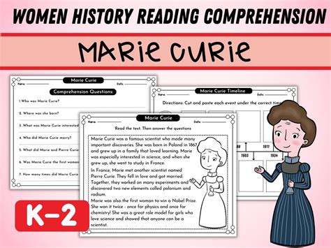 Marie Curie Reading Comprehension Passage Women History Month