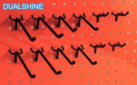 Dualshine 60pcs Black Pegboard Hooks 2 4 6 Inch Pegboard Wall Hook Heavy Duty