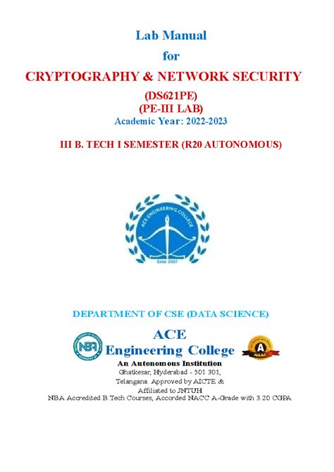 Cns Lab Manual 2022 23 3 2 Lab Manual For Cryptography And Network