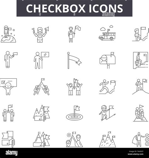 Checkbox Line Icons Signs Set Vector Checkbox Outline Concept Illustration Checkbox Tick
