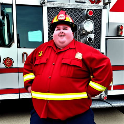 Obese Man Firefighter Graphic · Creative Fabrica