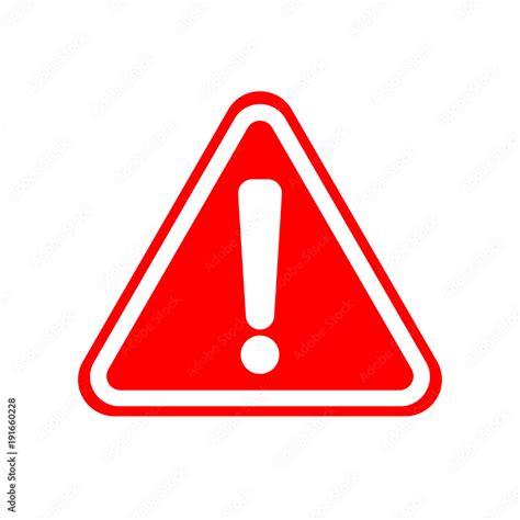 Warning Icon White Exclamation Point Mark On Red Triangle Sign Vector Stock Vector Adobe