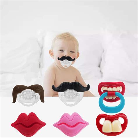Cdiytool 6 Pack Funny Pacifier Photobooth Props Mustache Pacifiers Soft Silicone Cute Kissable