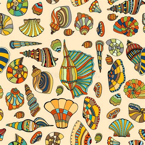 Seashell Seamless Pattern Stock Vector Illustration Of Floral 67431060