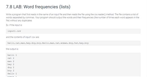 Solved 78 Lab Word Frequencies Lists Write A Program