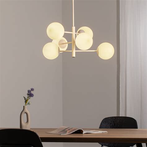Aurora Pendant Light White Ø 60 Cm 6 Bulb Glass E14 Uk
