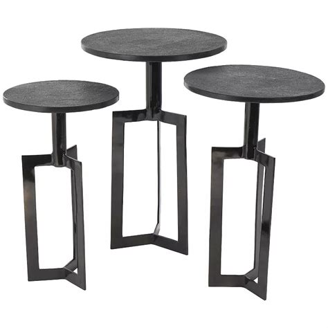 Stella And Eve Aluminum Metal Tripod Accent Table With Marble Top 3 Pc