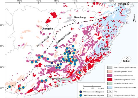 Geological Map Of South China Showing The Distributions Of The Middle