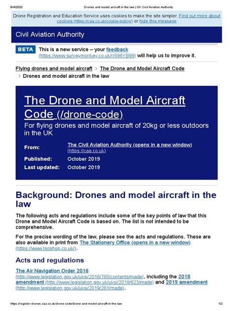 Drones And Model Aircraft In The Law Uk Civil Aviation Authority Pdf