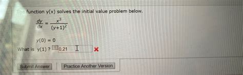 Solved The Function Yx Solves The Initial Value Problem