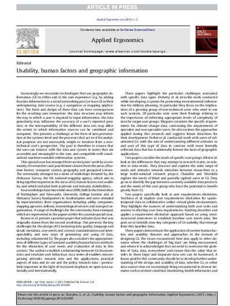 Pdf Usability Human Factors And Geographic Information