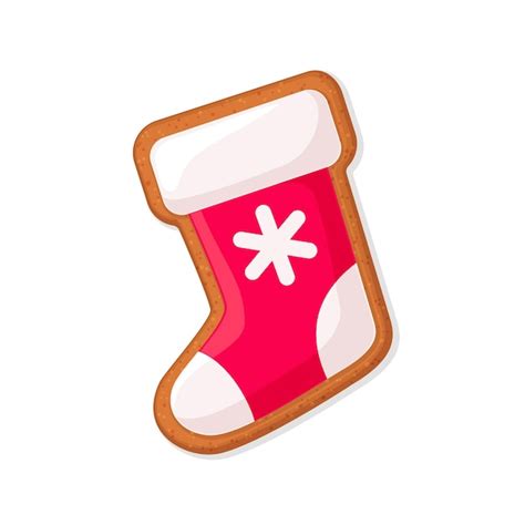 Premium Vector Christmas Sock Shaped Gingerbread Cookie With Red