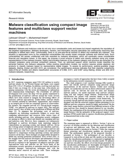 Iet Information Security 2020 Ghouti Malware Classification Using