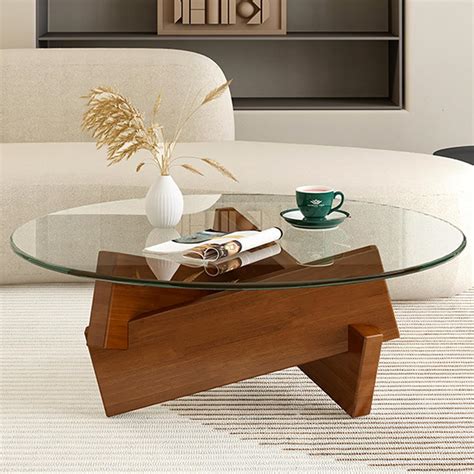 Coffee Table Round Coffee Table For Living Room Modern Glass Coffee