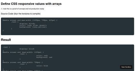 Postcss Responsive Values Codesandbox
