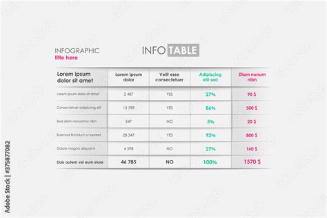 Inforaphic Table Background Simple Table Template With Many Options Steps Column Graph Rows