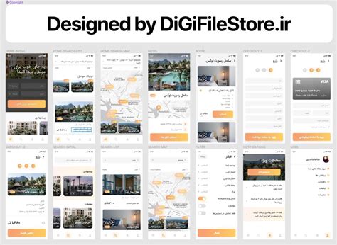 رابط کاربری اپلیکیشن رزرو هتل و اقامتگاه مسافران در فیگما فروشگاه فایلهای دیجیتال